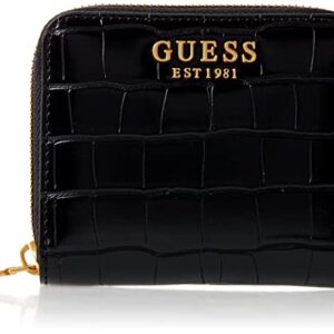 GUESS womens Laurel Small Zip Around Wallet, Black, one size US