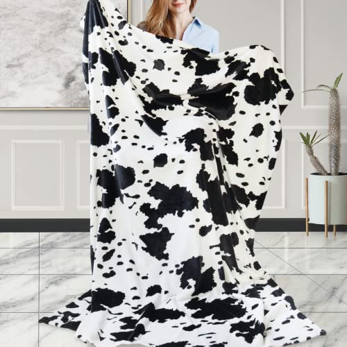 50x60IN Cow Print Blanket Soft Fleece Throw Blanket Warm Plush Dog Blankets Lightweight Cozy Blanket Washable Home Décor Cow Print Throws for Adult Sofa Bed Couch Bedroom Living Room Dorm Room