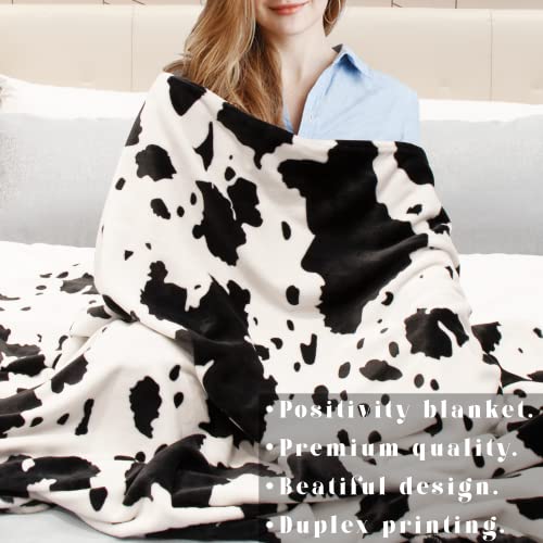 50x60IN Cow Print Blanket Soft Fleece Throw Blanket Warm Plush Dog Blankets Lightweight Cozy Blanket Washable Home Décor Cow Print Throws for Adult Sofa Bed Couch Bedroom Living Room Dorm Room