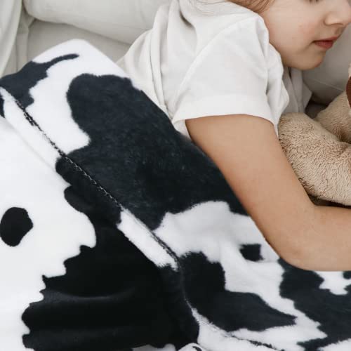 50x60IN Cow Print Blanket Soft Fleece Throw Blanket Warm Plush Dog Blankets Lightweight Cozy Blanket Washable Home Décor Cow Print Throws for Adult Sofa Bed Couch Bedroom Living Room Dorm Room