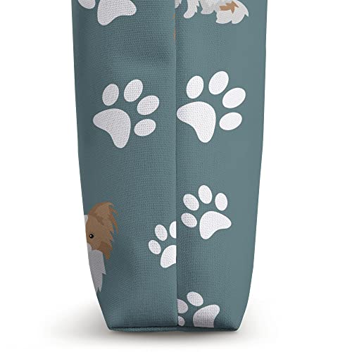 Papillon Dogs Pattern Design with Paw Prints Tote Bag