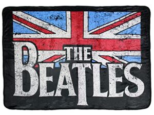 the beatles flag distressed print soft plush fleece throw blanket 45″ x 60″