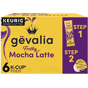 gevalia frothy 2-step mocha latte espresso keurig k-cup® coffee pods & froth packets kit (6 ct box)