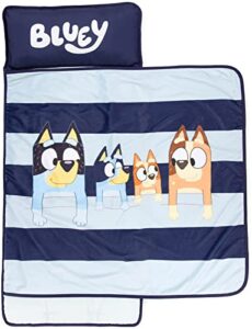 bluey sleepy time nap mat – built-in pillow and blanket – super soft microfiber kids’/toddler/children’s bedding, ages 3-7 (official bluey product)