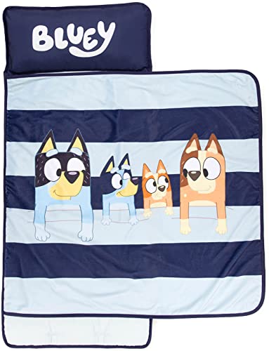 Bluey Sleepy Time Nap Mat – Built-in Pillow and Blanket - Super Soft Microfiber Kids'/Toddler/Children's Bedding, Ages 3-7 (Official Bluey Product)