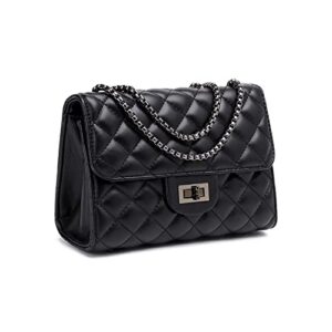 ceddeos quilted black crossbody bags purses for women, small handbags pu leather shoulder ladies stylish clutch satchels evening bag with chain strap