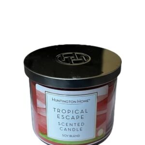 Huntington Home Soy Blend Scented Candle All Scented, 3 Wicks 45/60 Hours Tropical Escape