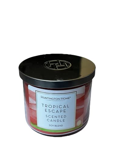 Huntington Home Soy Blend Scented Candle All Scented, 3 Wicks 45/60 Hours Tropical Escape