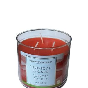 Huntington Home Soy Blend Scented Candle All Scented, 3 Wicks 45/60 Hours Tropical Escape