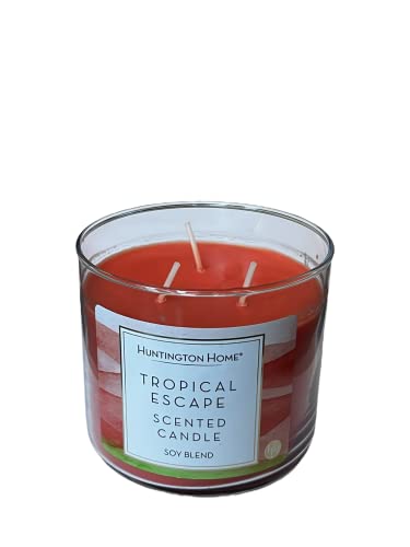 Huntington Home Soy Blend Scented Candle All Scented, 3 Wicks 45/60 Hours Tropical Escape