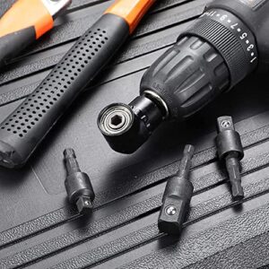 3Pcs 1/4" 3/8" 1/2"360°Rotatable Hex Socket Adapter Drill Bits Set,Impact Grade Socket Wrench Adapter Extension Set,105°Right Angle Drill Screwdriver set Drill Hex Bit Socket Adapter