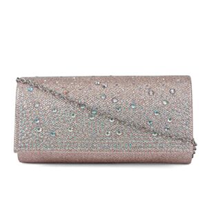 jessica mcclintock chloe sparkle stones evening clutch, rose gold