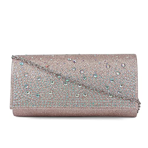 Jessica McClintock Chloe Sparkle Stones Evening Clutch, Rose Gold