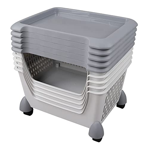 Xyskin Pack of 5 Stacking Storage Basket, Detachable Storage Shelves Bins with Wheels