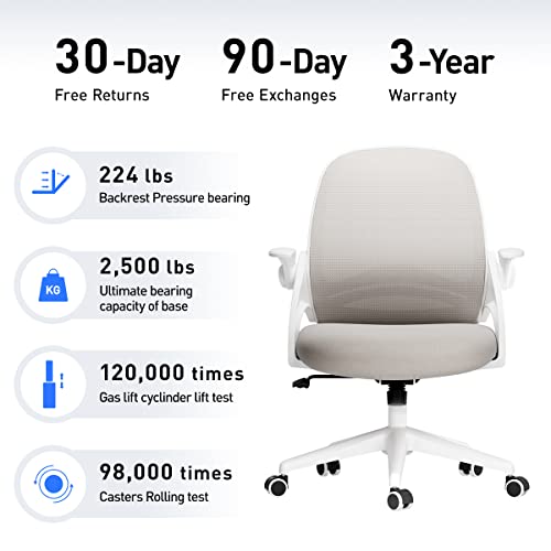 Hbada Home Office Chair Work Desk Chair Comfort Ergonomic Swivel Computer Chair with Flip-up Arms and Adjustable Height, Beige