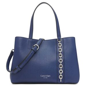 calvin klein adeline triple compartment satchel, medieval blue,one size