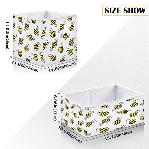 Kigai Flying Bumble Bees Storage Basket Cube Box Foldable Canvas Storage Basket for Clothes Storage,Toy Box,Home Storage