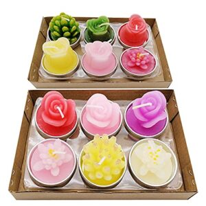 12 pieces flower tealight candles cactus candles succulent tea lights candle fancy plant candle for decorative party favor