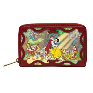 loungefly disney polyurethane wallet, princess snow white, snow white and the seven dwarfs