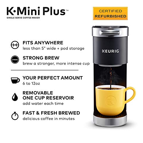 Keurig K-Mini Plus Coffee Maker, Certified Refurbished, Black (Renewed)