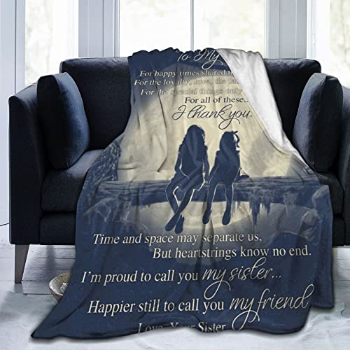 Maylian Fleece Blanket to My Sister Best Friend Bestie Printed Quilts Blanket Positive Encourage Flannel Blanket Gifts (50 * 60 inch,2)