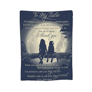 Maylian Fleece Blanket to My Sister Best Friend Bestie Printed Quilts Blanket Positive Encourage Flannel Blanket Gifts (50 * 60 inch,2)