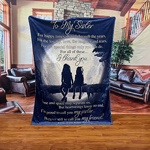 Maylian Fleece Blanket to My Sister Best Friend Bestie Printed Quilts Blanket Positive Encourage Flannel Blanket Gifts (50 * 60 inch,2)