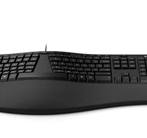 Microsoft Ergonomic Keyboard - Black. Wired, Comfortable, Ergonomic Keyboard with Cushioned Wrist and Palm Support. Split Keyboard. Dedicated Office Key.