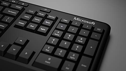 Microsoft Ergonomic Keyboard - Black. Wired, Comfortable, Ergonomic Keyboard with Cushioned Wrist and Palm Support. Split Keyboard. Dedicated Office Key.