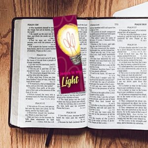 Jesus is My Light, John 8:12, Bulk Pack of 25 Christian Bookmarks for Kids, Childrens Bible Verse Book Markers, Sunday School Prizes with Memory Verses, Scripture Gifts for Kids & Youth