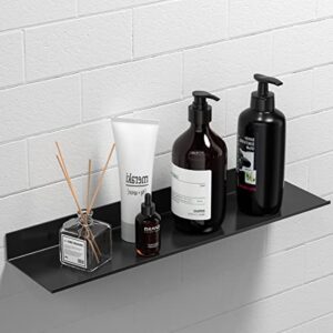 LAIGOO 2 Pcs Black Wall Shelves Bathroom Organizer, 2 Wall Mounted Bathroom Floating Shelves, Picture Display Ledge, Space Aluminum, Bathroom Shower Shelves (15.75+15.75 Inch)