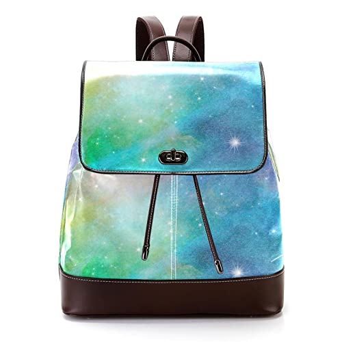 Hurry clover Pastel Rainbow Ombre PU Leather Backpack Purse for Women Girls Travel School Bag Shoulder Rucksack