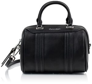 calvin klein blake top zip mini satchel crossbody, black/silver,one size