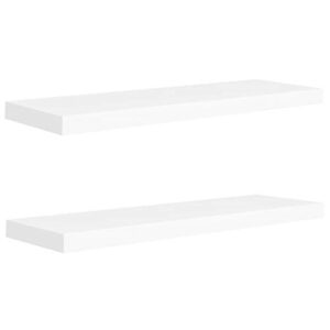 INLIFE 2pc Picture Frame Ledge Shelves MDF Wall Mounted Floating Shelves for Display,Storage Storage Shelves for Living Room,Bedroom,Office White 31.5"x9.3"x1.5"(LxWxH)