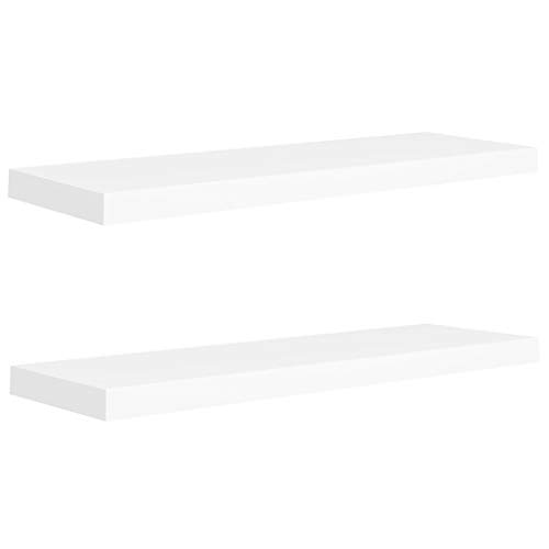 INLIFE 2pc Picture Frame Ledge Shelves MDF Wall Mounted Floating Shelves for Display,Storage Storage Shelves for Living Room,Bedroom,Office White 31.5"x9.3"x1.5"(LxWxH)