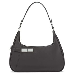 calvin klein jade top zip shoulder bag, black/silver,one size