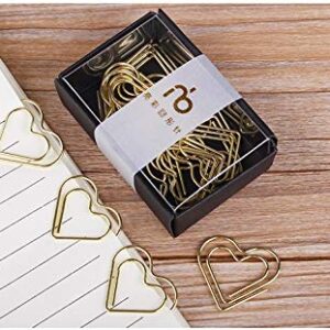 12Pcs Paper Clips Heart Shape PaperClips Metal Document Clips for School Office Bookmark Marking Organizing Clip Stationery Supplies(Golden)