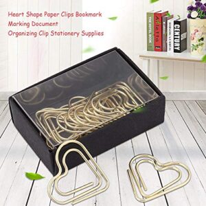 12Pcs Paper Clips Heart Shape PaperClips Metal Document Clips for School Office Bookmark Marking Organizing Clip Stationery Supplies(Golden)