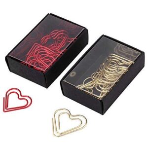 12Pcs Paper Clips Heart Shape PaperClips Metal Document Clips for School Office Bookmark Marking Organizing Clip Stationery Supplies(Golden)