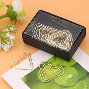 12Pcs Paper Clips Heart Shape PaperClips Metal Document Clips for School Office Bookmark Marking Organizing Clip Stationery Supplies(Golden)