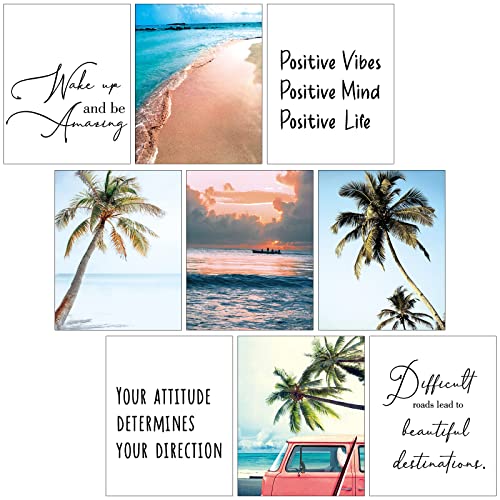 9 Pieces Inspirational Wall Art Beach Decor Motivational Quotes Wall Art Office Wall Decor Wall Prints for Office Bedroom Living Room Decoration