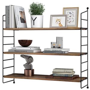 miocasa floating shelves rustic wood wall shelves adjustable metal frame decorative hanging storage shelves for bathroom, living room, bedroom, kitchen, office 24 inch (24 in)