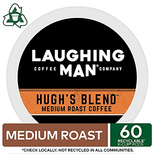 Laughing Man Hugh's Blend, Single-Serve Keurig K-Cup Pods, Medium Roast Coffee, 60 Count, 10 Count (Pack of 6)