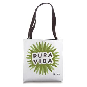 pura vida costa rica themed graphic tote bag