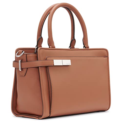 Calvin Klein Jade Tailored Satchel, Caramel,One Size