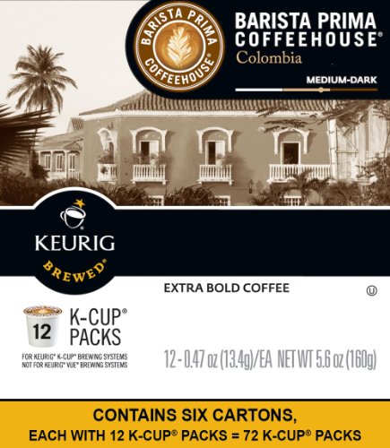 Barista Prima Coffeehouse Coffee, Keurig K-Cups, Colombia, 72 Count