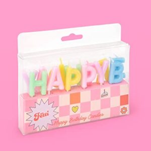 xo, Fetti Happy Birthday Pastel Candle Set | Birthday Party Decorations, Rainbow Cake Decorating Supplies, Cake Topper