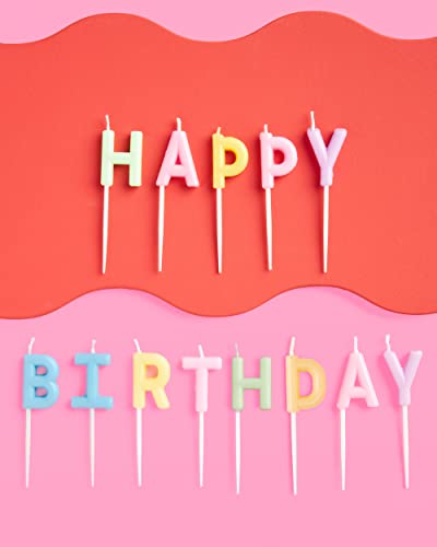 xo, Fetti Happy Birthday Pastel Candle Set | Birthday Party Decorations, Rainbow Cake Decorating Supplies, Cake Topper