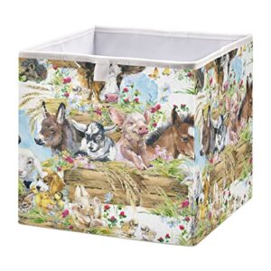 kigai storage basket farms animals foldable storage bin 11 x 11 x 11 inches cube storage baskets box for shelves closet laundry nursery bedroom home decor