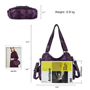 Angel Kiss Hobo Handbags for Women Soft PU Leather Shoulder Handbags Ladies Purses PURPLE